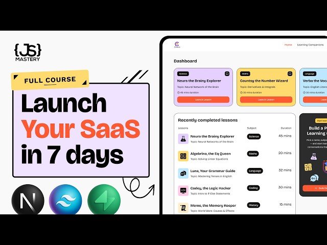 Free Video: SaaS App Full Course 2025 - Launch Your SaaS in Under 7 Days with Next JS, Supabase ...