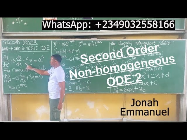 Free Video: Second Order Non-Homogeneous Ordinary Differential Equations - Example and Solution ...