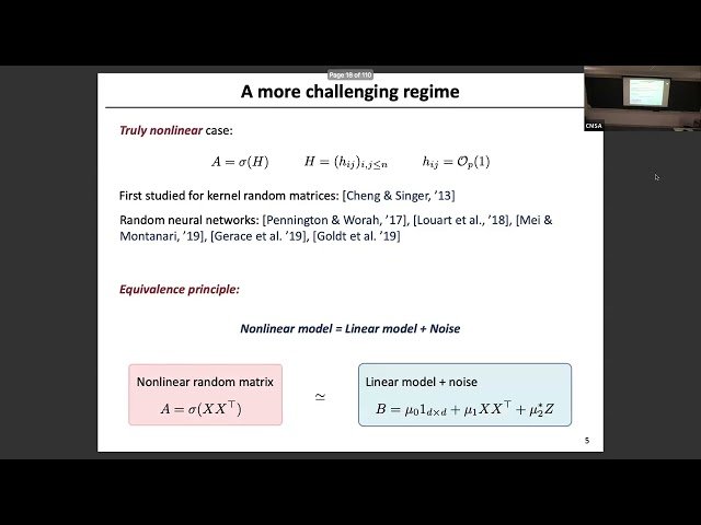 Free Video: Nonlinear Random Matrices in High-Dimensional Estimation and Learning from Harvard ...