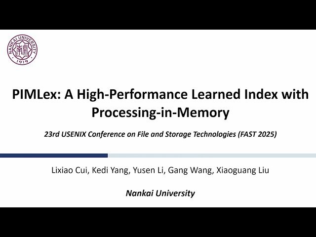 Free Video: PIMLex: A High-Performance Learned Index with Processing-in-Memory from USENIX ...