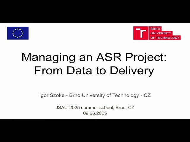 Free Video: Managing an ASR Project - From Data to Delivery from Center for Language & Speech ...