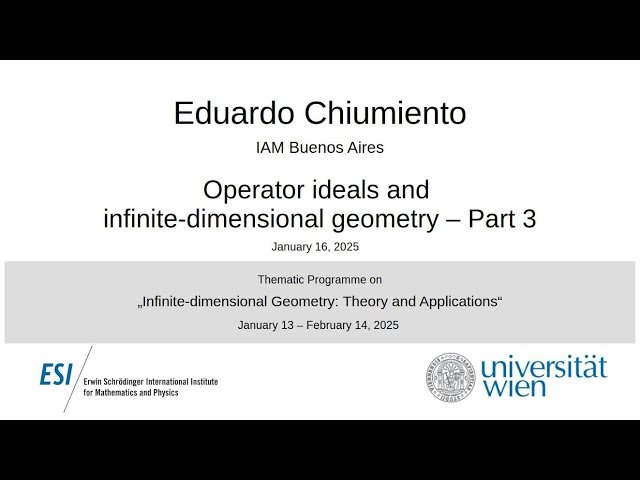 Free Video Operator Ideals And Infinite Dimensional Geometry Part 3