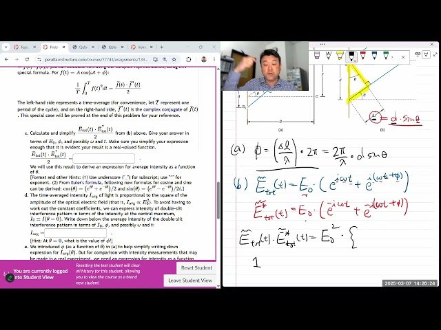 Free Video: Physics 4C - Derivation of Double-Slit Intensity with Complex Exponentials - Chapter ...