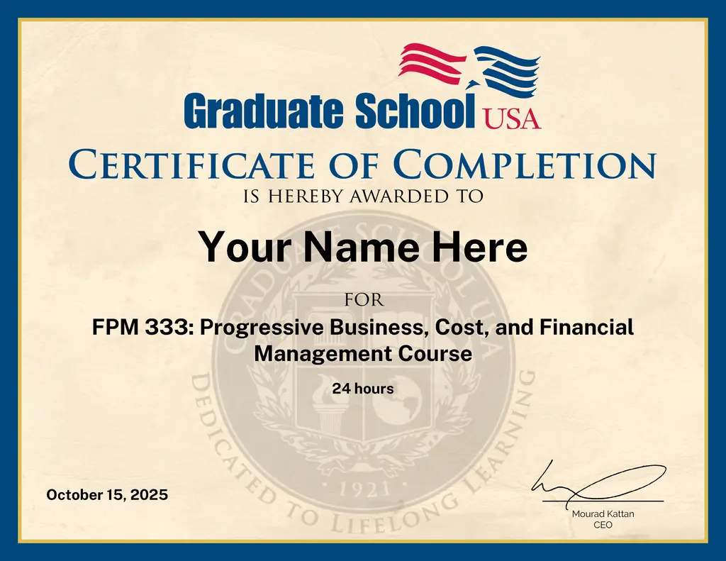 Online Course: FPM 333: Progressive Business, Cost, and Financial ...