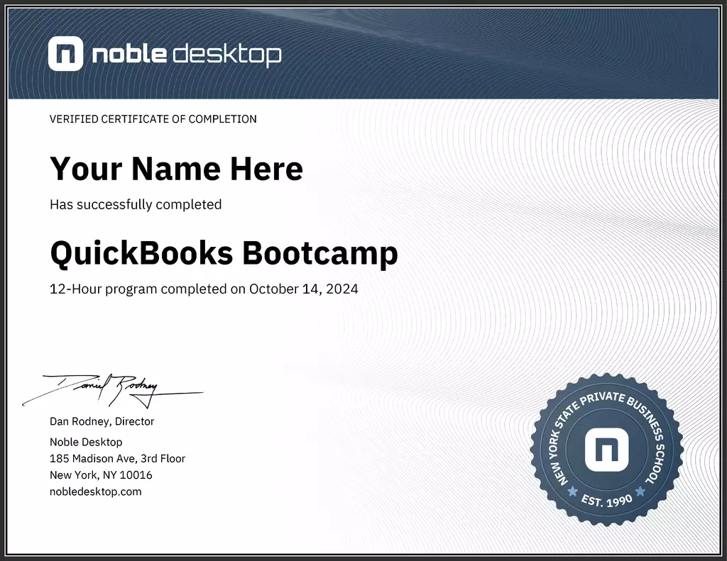 Online Course: QuickBooks Bootcamp (Live Online) from Noble Desktop | Class Central