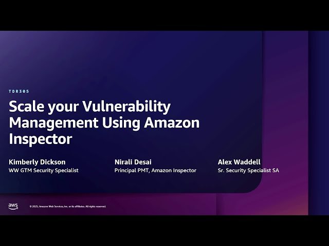 Free Video: Scale Vulnerability Management Using Amazon Inspector - TDR305 from AWS Events ...