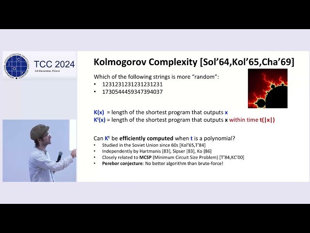 Free Video: Kolmogorov and One-Way Functions - Talk 2/5 from TheIACR | Class Central