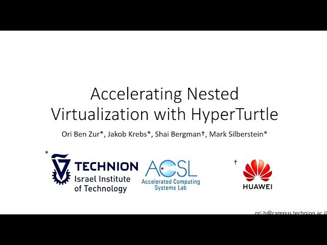Free Video: Accelerating Nested Virtualization with HyperTurtle from USENIX | Class Central