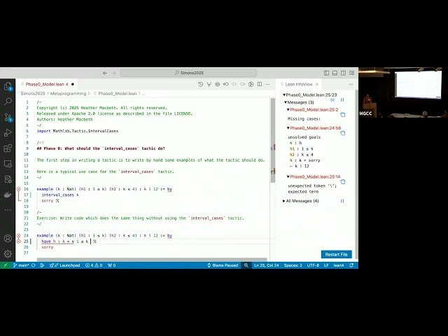 Free Video: Metaprogramming in Lean - Talk 1 from Simons Foundation | Class Central