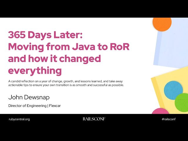Free Video: 365 Days Later - Moving from Java to Ruby on Rails and How ...