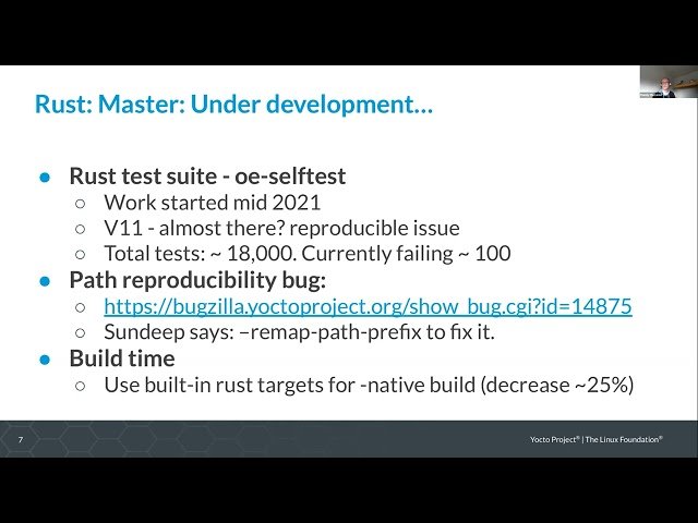Free Video: What's New for Rust in the Yocto Project? from Yocto Project | Class Central