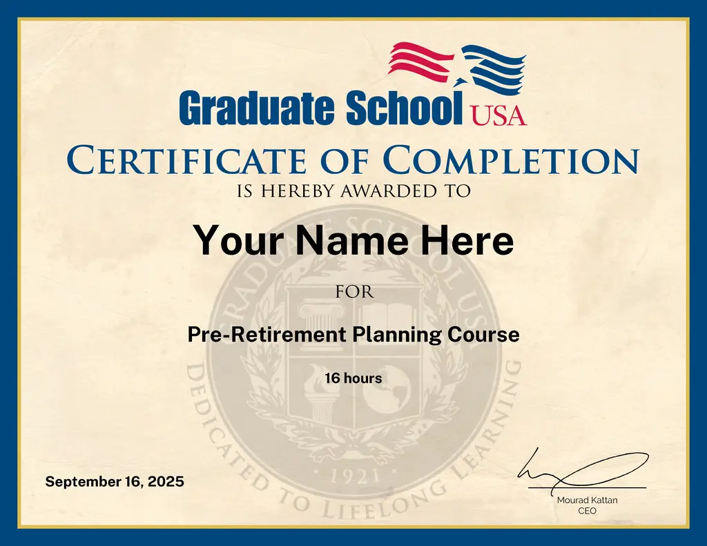 Online Course: Pre-Retirement Planning Course from Graduate School USA ...