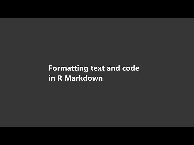 Free Video: Introduction to R Markdown from Chemometrics & Machine Learning in Copenhagen ...