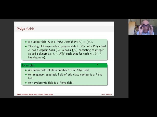 Free Video: Galois Number Fields with a Fixed Pólya Index from Fields Institute | Class Central