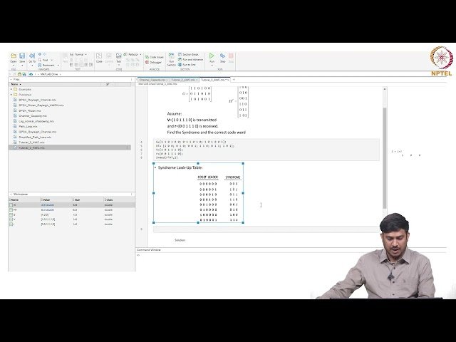 Free Video: MATLAB Tutorial: Syndrome Identification and Correction - Tutorial 3 from NPTEL-NOC ...
