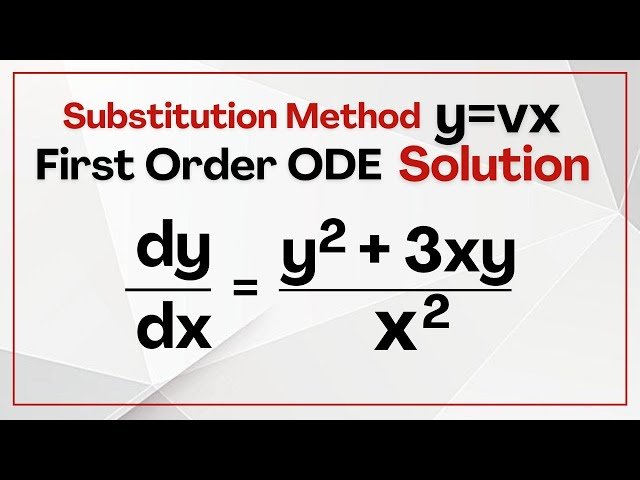 Free Video: First Order Homogeneous Ordinary Differential Equations - How to Solve Using y=vx ...
