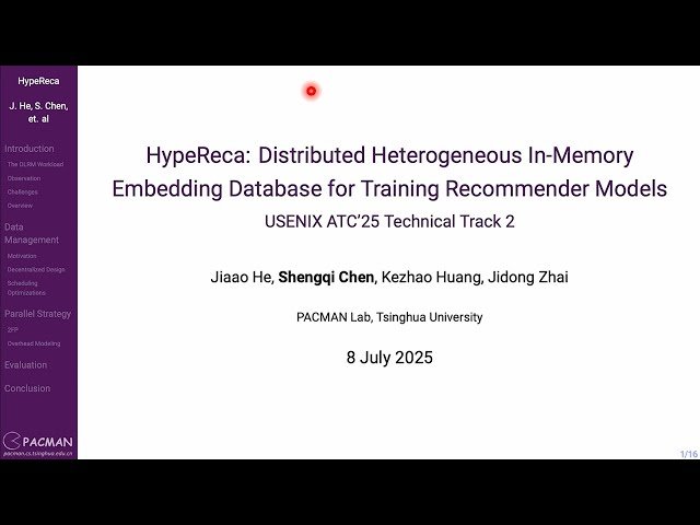 Free Video: HypeReca - Distributed Heterogeneous In-Memory Embedding Database for Training ...