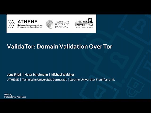 Free Video: ValidaTor - Domain Validation over Tor from USENIX | Class Central