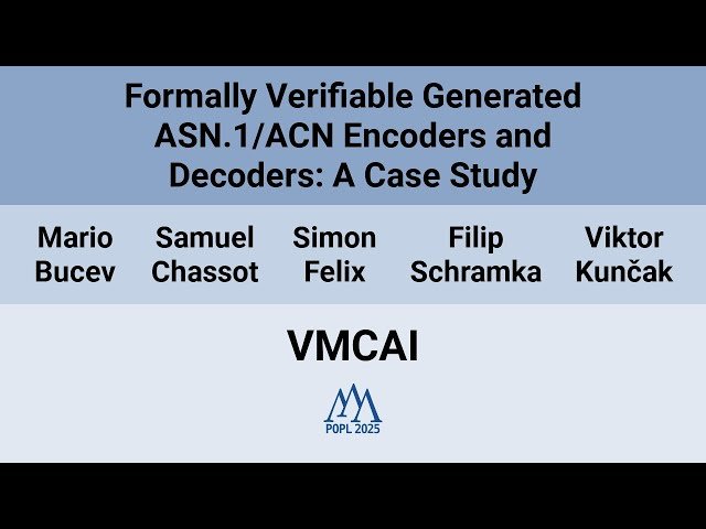 Free Video: Formally Verifiable Generated ASN.1/ACN Encoders and Decoders: A Case Study from ACM ...