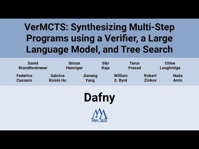 Free Video: VerMCTS: Synthesizing Multi-Step Programs using a Verifier, a Large Language Model ...