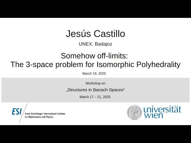 Free Video: Somehow Off-Limits: The 3-Space Problem for Isomorphic ...