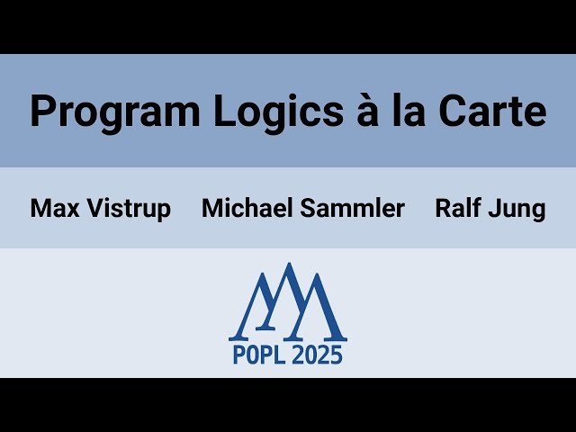 Free Video: Program Logics à la Carte from ACM SIGPLAN | Class Central