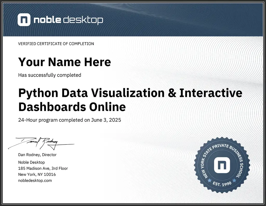 Online Course: Python Data Visualization & Interactive Dashboards Online from VDCI | Class Central