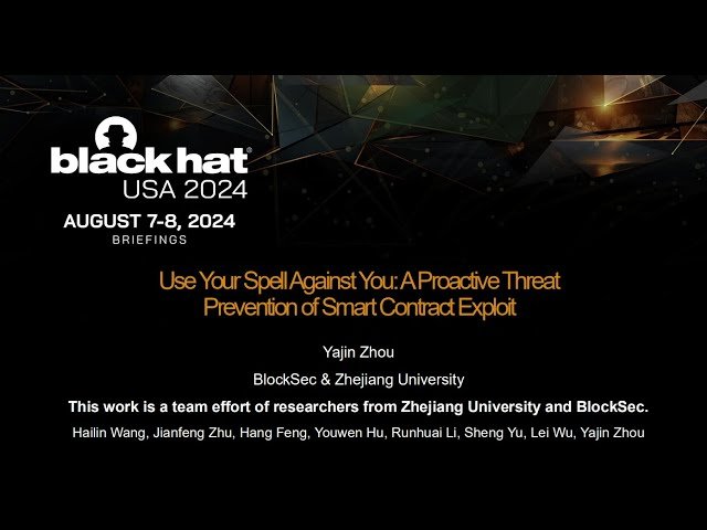 Free Video: Use Your Spell Against You: Threat Prevention of Smart Contract Exploit By Reusing ...