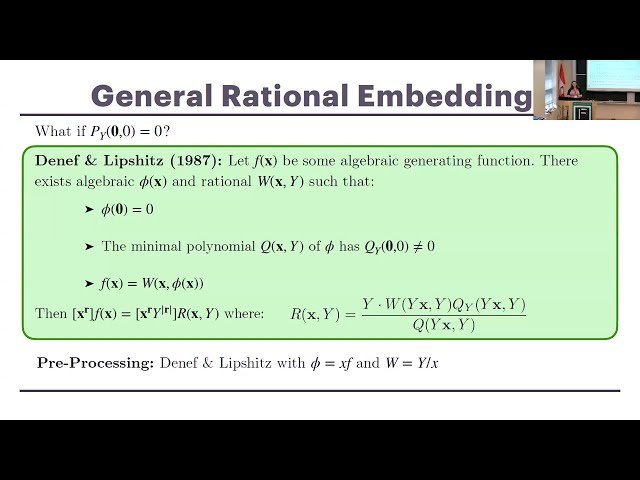 Free Video: Asymptotics of Multivariate Algebraic Generating Functions from Fields Institute ...