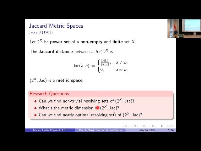 Free Video: On the Resolvability and Metric Dimension of Jaccard Spaces ...