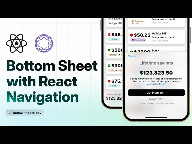Free Video: Blur Bottom Sheet using React Navigation - React Native Expo Tutorial from Code with ...