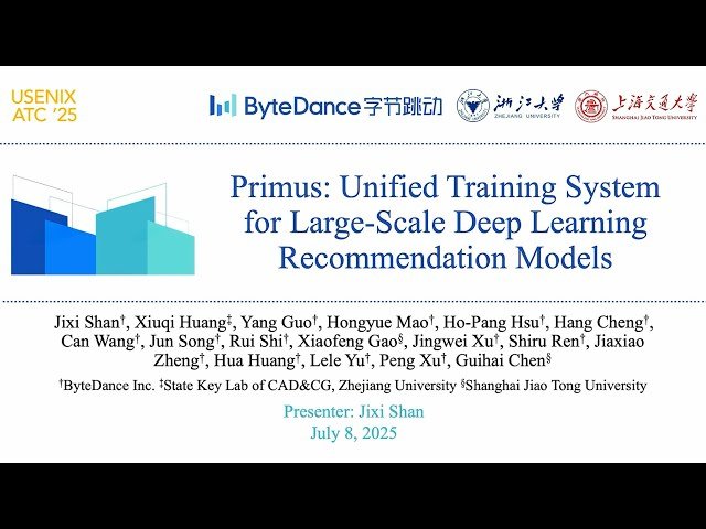 Free Video: Primus - Unified Training System for Large-Scale Deep Learning Recommendation Models ...