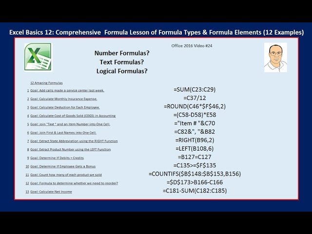 Free Video: Excel Formulas - Basics and Beyond from ExcelIsFun | Class ...