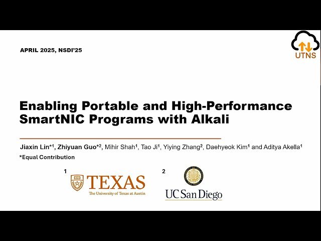 Free Video: Enabling Portable and High-Performance SmartNIC Programs with Alkali from USENIX ...