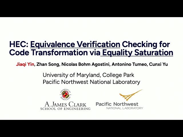 Free Video: HEC - Equivalence Verification Checking for Code Transformation via Equality ...
