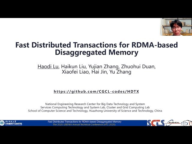 Free Video: Fast Distributed Transactions for RDMA-based Disaggregated Memory from USENIX ...