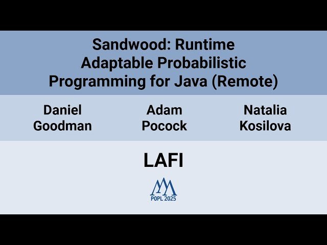 Free Video: Sandwood: Runtime Adaptable Probabilistic Programming for Java from ACM SIGPLAN ...