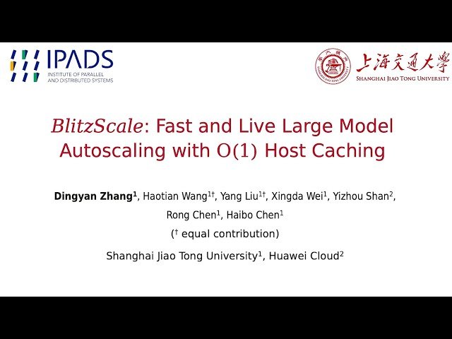 Free Video: BlitzScale - Fast and Live Large Model Autoscaling with O(1) Host Caching from ...