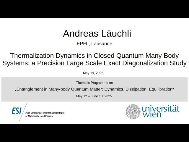 Free Video: Thermalization Dynamics in Closed Quantum Many Body Systems ...