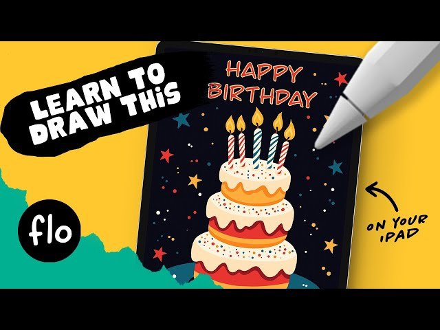Free Video: Draw a Birthday Cake in Procreate - Customizable Digital ...