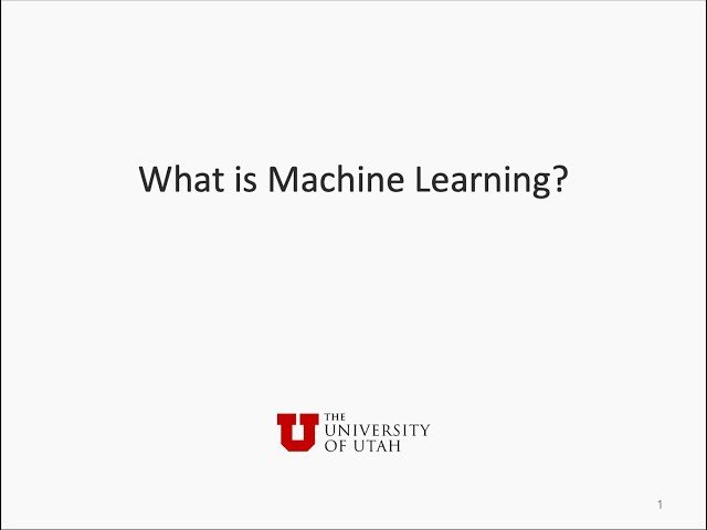Free Video Introduction To Machine Learning Lecture 1 From Uofu Data Science Class Central