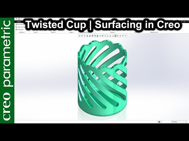 Free Video: Twisted Cup Surface Design in Creo Parametric from CADx | Class Central