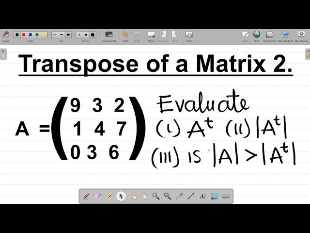Free Video: Transpose and Determinant of a 3×3 Matrix from Excellence Academy | Class Central