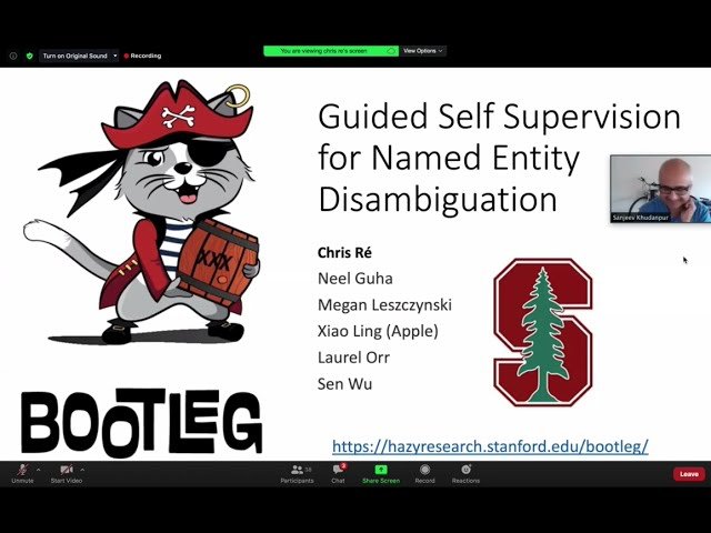 Free Video: Bootleg: Guidable Self-Supervision for Named Entity Disambiguation from Center for ...