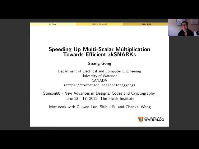 Free Video: Speeding Up Multi-Scalar Multiplication over Fixed Points from Fields Institute ...