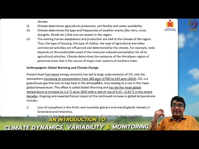 Free Video: Introduction to Climate Dynamics, Variability and Monitoring - Part 2 from NPTEL-NOC ...