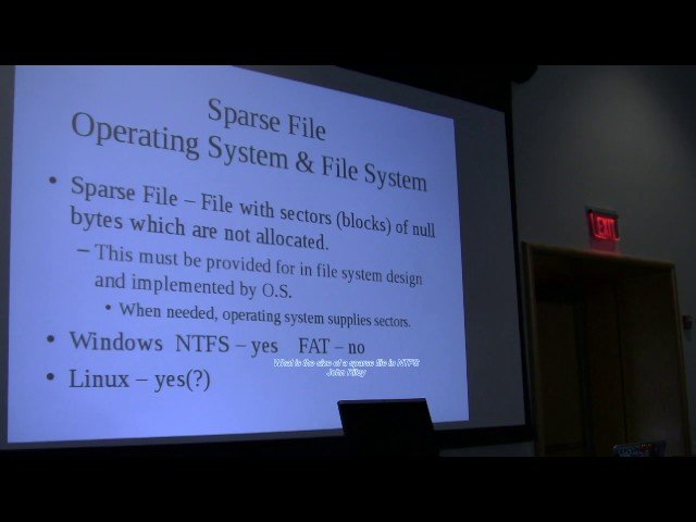 Conference Talks Talk: What is the Size of a Sparse File in NTFS from YouTube | Class Central