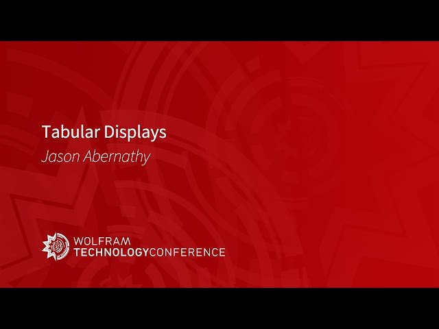 Free Video: Tabular Displays in Wolfram Notebooks - Implementation and Enhancements from Wolfram ...