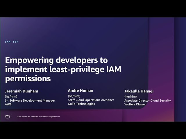Free Video: Empowering Developers to Implement Least-Privilege IAM Permissions - IAM304 from AWS ...