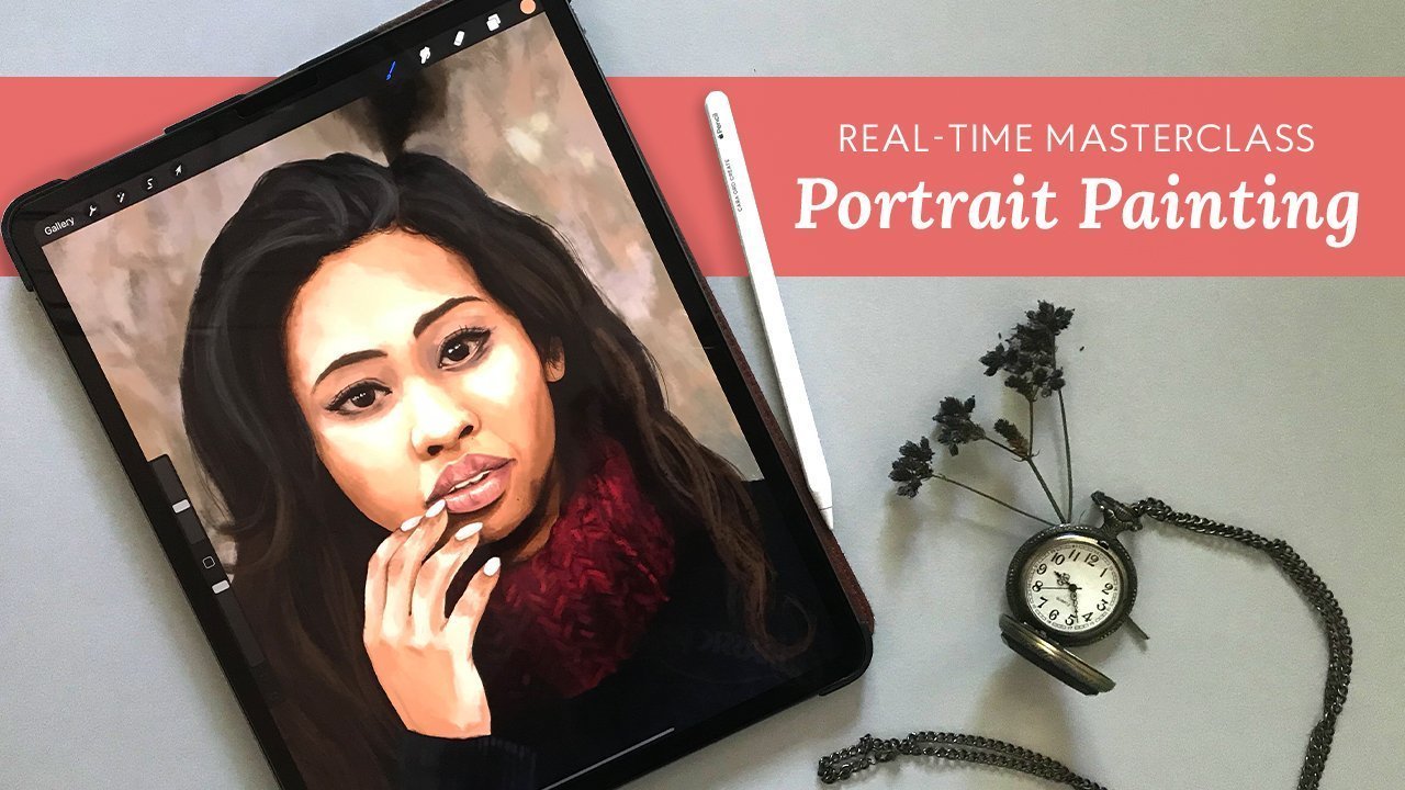Online Course: Draw with me | Real-time Portrait Painting Masterclass ...